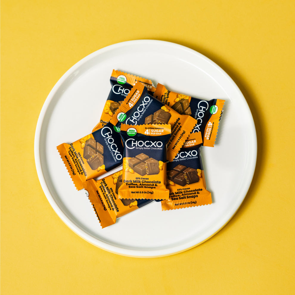 Dark Milk Chocolate Toffee, Almond & Sea Salt Snaps – Chocxo