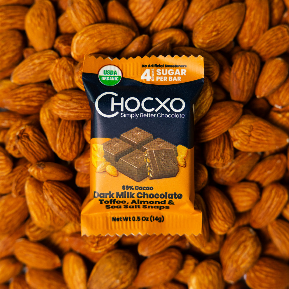 Dark Milk Chocolate Toffee, Almond & Sea Salt Snaps – Chocxo
