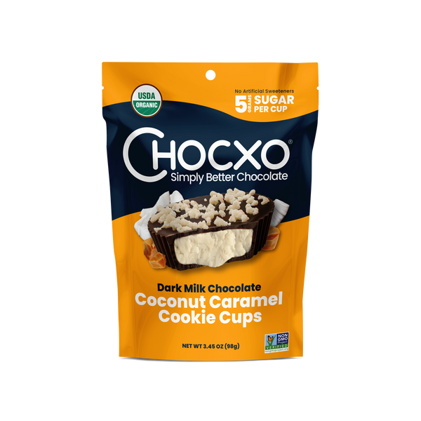 Dark Milk Chocolate Coconut Caramel Cookies Cups – Chocxo