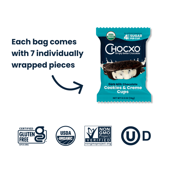 Dark Milk Chocolate Cookies & Creme Cups – Chocxo
