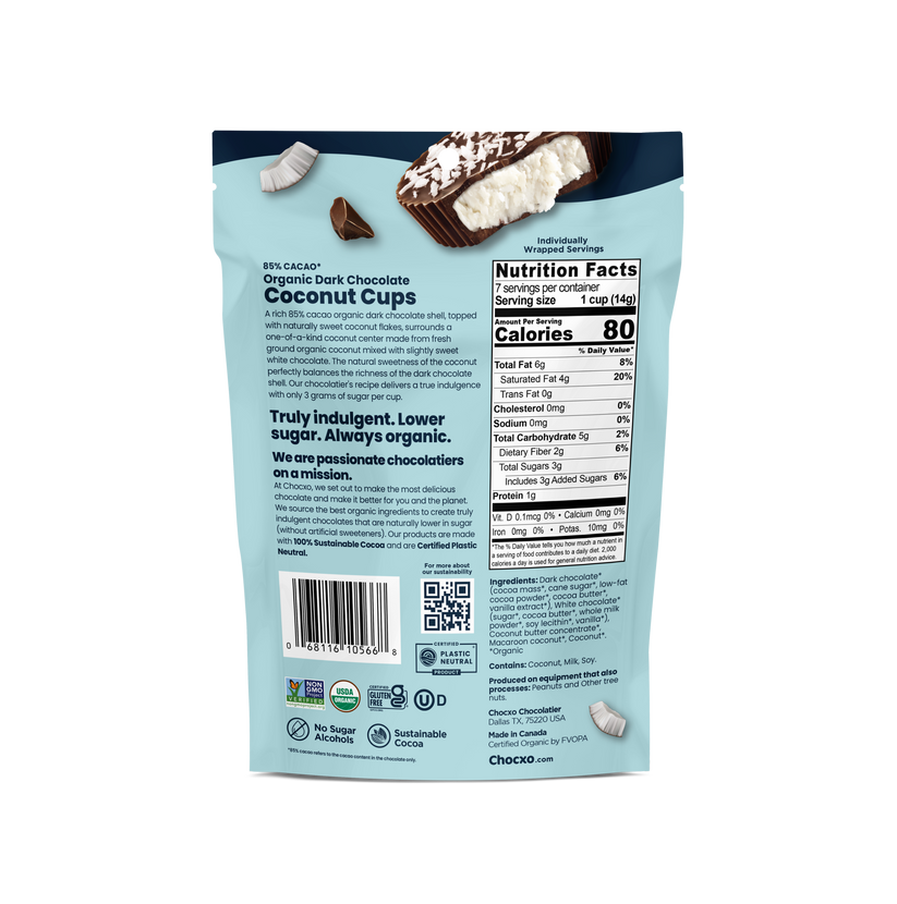 Dark Chocolate Coconut Cups – Chocxo