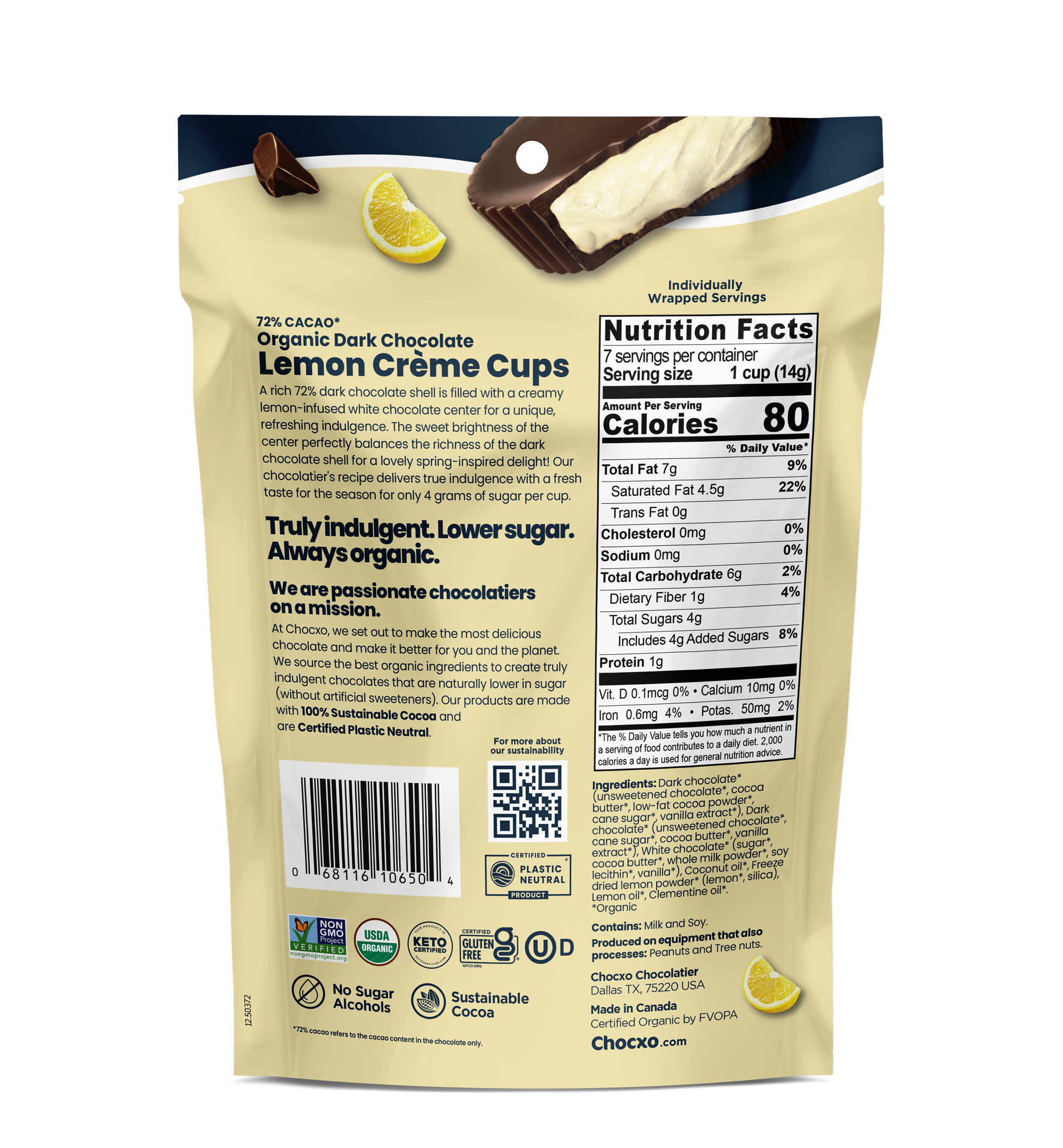 Dark Chocolate Lemon Crème Cups – Chocxo