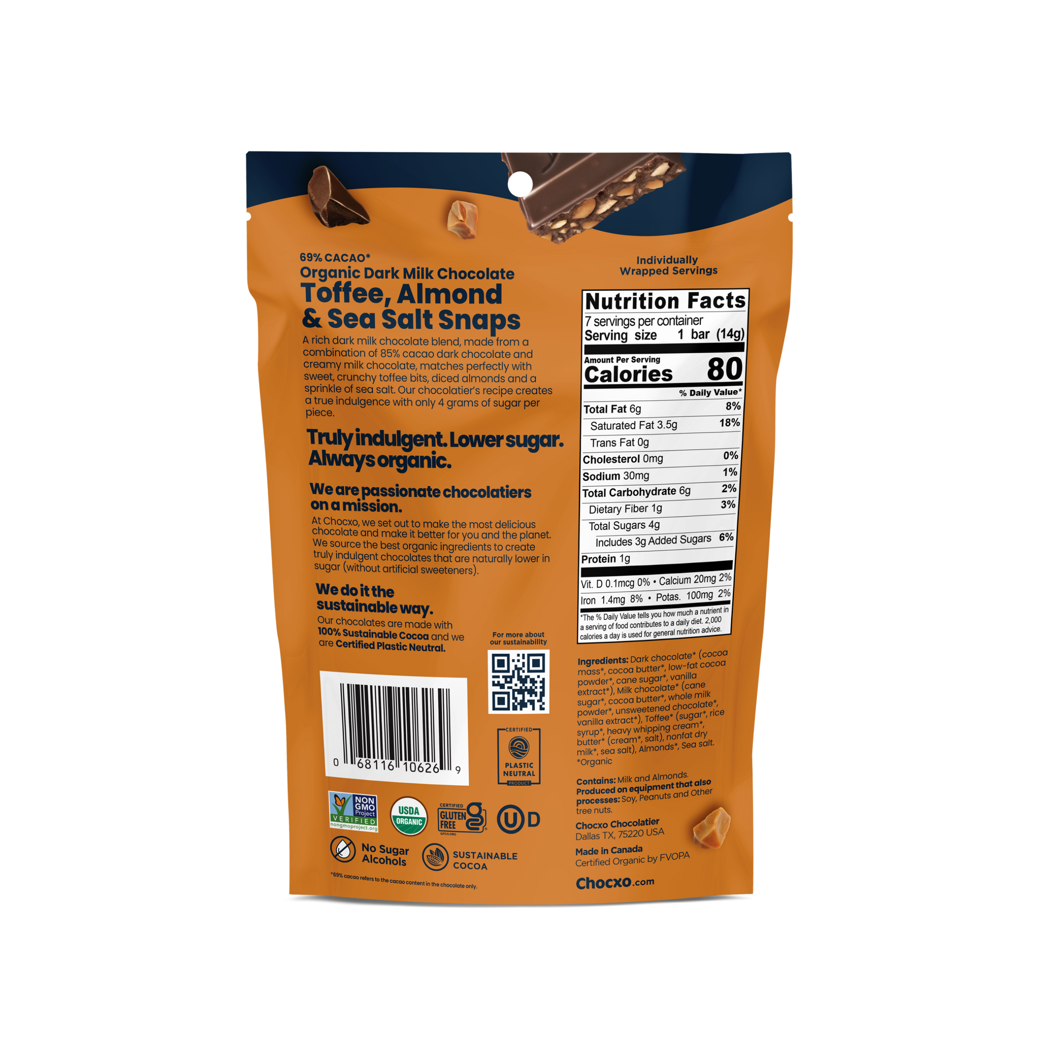 Dark Milk Chocolate Toffee, Almond & Sea Salt Snaps – Chocxo