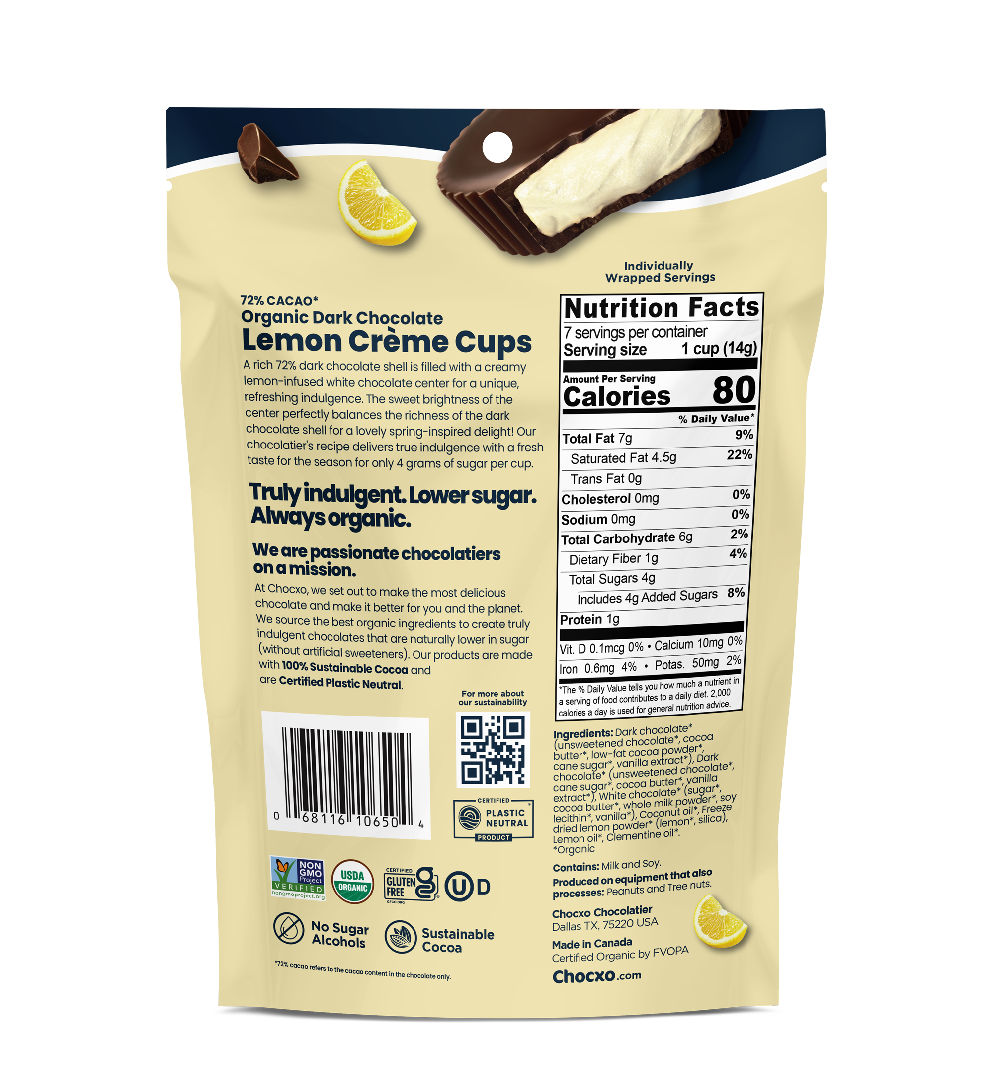 Dark Chocolate Lemon Crème Cups – Chocxo